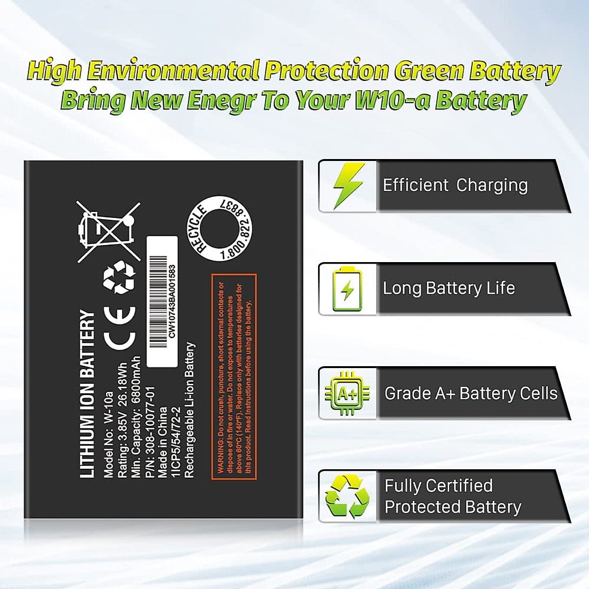 W-10a Battery, 6800mAh High Capacity Li-ion Replacement Battery for MR1100 AT&T Nighthawk M1 LTE Mobile Hotspot Route