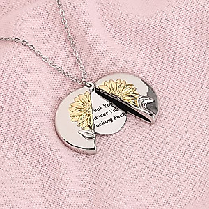 PENQI Cancer Awareness Sunflower Necklace Cancer Survivor Gift Fuck You Cancer You Fucking Fuck Necklace Sunflower Inspirational Gift For Cancer Warrior Fighter