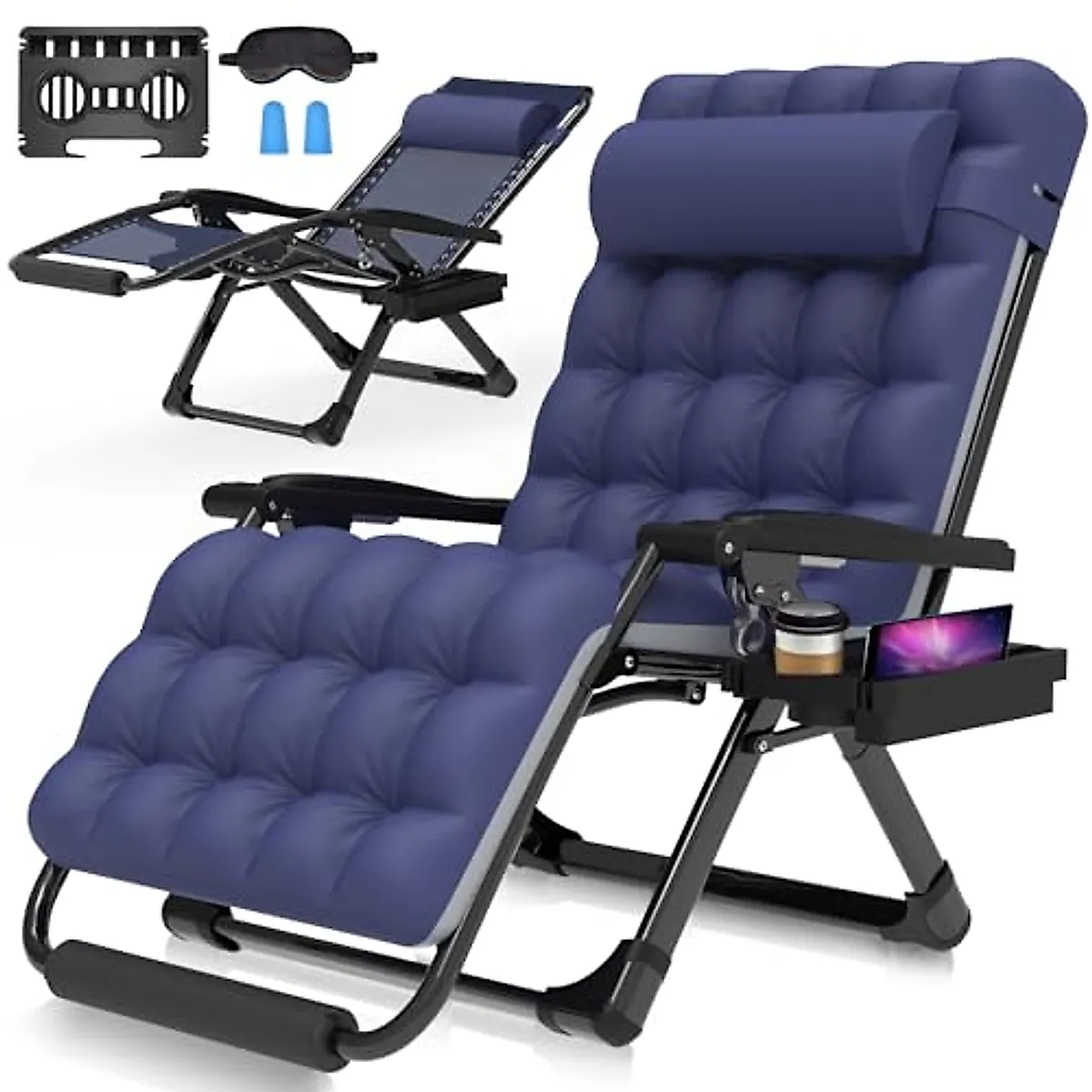 Suteck Patio Reclining Chair, Portable, Foldable, Durable, Adjustable, Comfortable, Blue