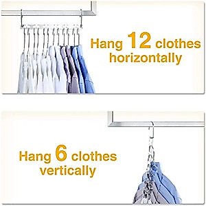 RWeLit Pack of 6 Magic Clothes Hangers Space Saving Hangers for Heavy Clothes Smart Closet Saver – Stainless Steel - Cascading Hangers Wardrobe Organizer Clothing Hanger Organizer Closet Space Saver