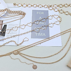 Zhang shine Fashion Long Tassel Love Hearts Pendant Silver Metal Waist Chain Women Adjustable Body Link Belts Body Belly Jewelry for Jeans Dresses