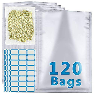 Mylar Bags 120 Packs 1 Gallon Heat Sealable 15''x10'' with 150 Packs 200cc Oxygen Absorbers Packets for Grains Dehydrated Vegetables Meat Food Storage, Food Grade, Vacuum Seal