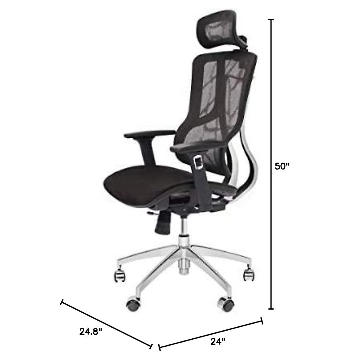 CangLong Executive Chair with 2D Adjustable Headrest, Ergonomic Office Chair with Mesh Seat and High Back, Desk Chair with 3D Armrest, Multifunction for Relaxation, BIFMA Certification No 5.1, Black