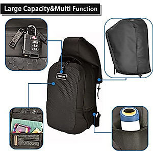 MZIPLINE Large Backpack Bag-Smell Proof-With Combination Lock & Hoodie-Odor Proof-Water Resistant,Anti Theft Travel Laptop Daypack School Bookbag for College Student Men & Women Work (Black)