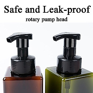 Foaming Soap Dispenser, Refillable Hand Soap Dispenser, Pump Bottle 450ml(16oz), Plastic for Liquid Soap, Shampoo, Body Wash, 2 Pcs (Green+Green)