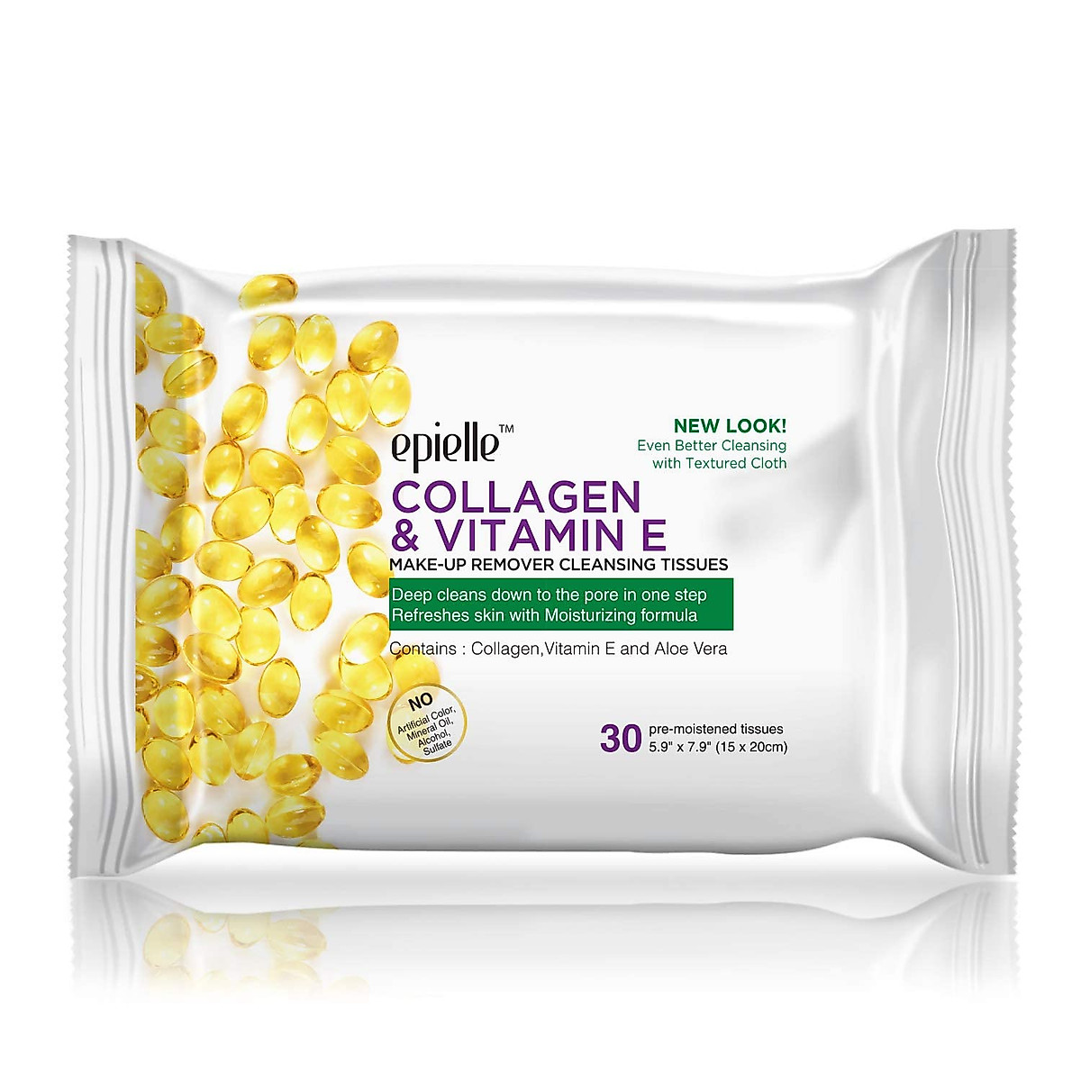Epielle Gentle Skin Cleansing Wipes, 6 pack of 30 count each of Vitamin C, Cucumber, Aloe Vera, Collagen&Vitamin E, Green Tea, and Argan, Alcohol-Free, Hypoallergenic, Natural Extracts, Oily Skin.