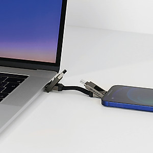 Rolling Square inCharge 6 Portable Keychain Charger Cable, 6-in-1 Multi Charging Cable, Moon White for Laptop