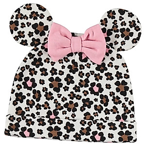 Disney Minnie Mouse Newborn Baby Girls 4 Piece Outfit Set: Bodysuit Pants Bib Hat Pink 0-3 Months
