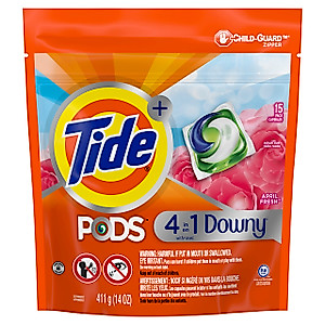 Tide PODS with Downy, Liquid Laundry Detergent Pacs, April Fresh, 15 Count