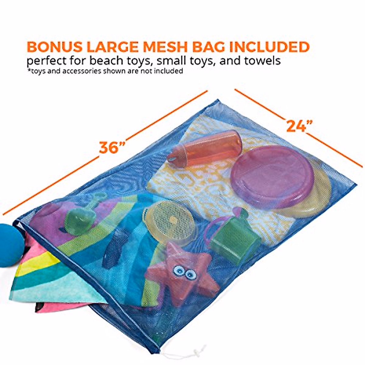 KITLIFE Pool Storage Bin – Rolling Poolside Mesh Container for Toys – Waterproof, UV Resistant Outdoor Organizer Box with Bonus Mesh Bag, Medium Size 36 x 36 x 24", Bonus Mesh Bag Included Blue