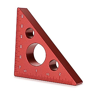 OwnMy 45 Degree Aluminum Alloy Angle Ruler, Inch Imperial Metric Scale Rafter Layout Carpenter Square Triangle Ruler Angle Measurement Tool for Woodworking Workshop Square Measuring Gauging Tool, Red
