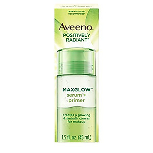 Aveeno Positively Radiant MaxGlow Hydrating Face Serum + Primer with Moisture Rich Soy & Kiwi Complex, Hypoallergenic, Non-Comedogenic, Paraben- & Phthalate-Free, 1.5 fl. oz
