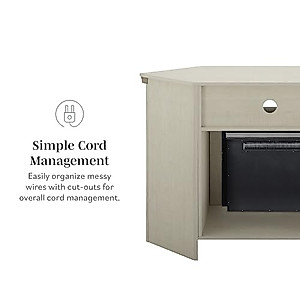 Walker Edison Alcott Classic Glass Door Fireplace Corner Entertainment Center TV Stand for TVs up to 55 Inches, 48 Inch, Espresso