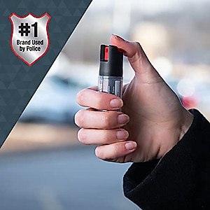 SABRE Defense Spray With Key Ring, 25 Bursts, 10-Foot (3-Meters) Range, 3-in-1 Formula Contains Pepper Spray, CS Military Tear Gas And UV Marking Dye, Twist Lock Safety, Black