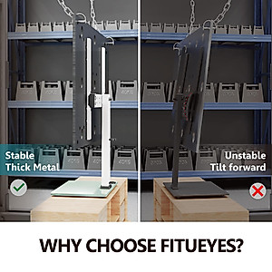 FITUEYES Universal TV Stand White for 27-55 Inch TV - Table Top TV Stand Mount with Glass Base, Pedestal TV Mount Stand for Bedroom, Living Room, Height Adjustable, Holds 88lbs