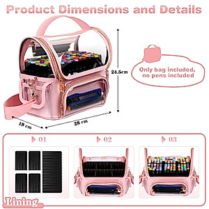 Liengoron Large Colored Pencil Case for 180 Pencils Pencil Case Organizer Colored Pencil Holder Color Pencil Case with 4 Pockets for Colored Pencils Paint Brushes Watercolor Pens Art Supplies, Pink