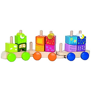 Hape Fantasia Building Blocks Toddler Push and Pull Train Set L: 15.9, W: 3.2, H: 4.7 inch