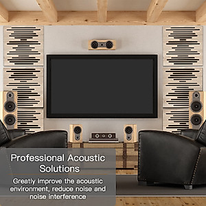 Olanglab Acoustic Wood Wall Panels, 2 Pack 19.6"x19.6" Sound Absorbing Panels Polyester Fiber, Oak Plywood Sound Panels, Self Adhesive 3D Wood Soundproof Wall Panel for Studio (Line1)