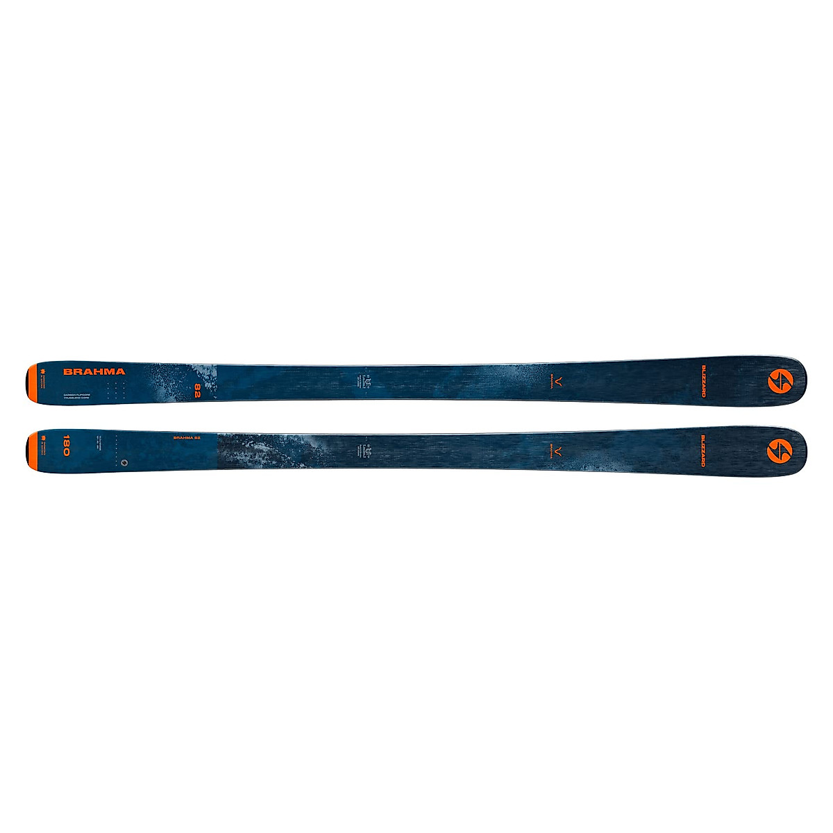Blizzard Men's 8A225400001 Brahma 82 All-Mountain Freeride Blue/Orange Skis (Bindings Not Included), Size 166