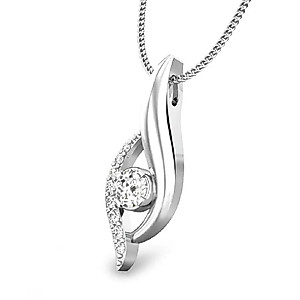 ERAA Jewel 1 CT Round Colorless Moissanite Engagement Pendant, Wedding Bridal Pendant, Eternity Sterling Silver Solid Diamond Solitaire -Prong Anniversary Promise Gift for Her