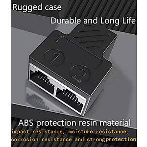 RJ45 Ethernet Splitter Adapter, 2 Pack 1 to 2 Ethernet Splitter 8P8C Socket Extender to Connect to LAN Network Internet Splitter Adapter, for Cat5, 5e, Cat6, Cat7, Black