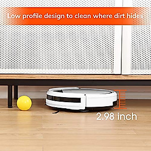 ILIFE V3s Pro Robot Vacuum Cleaner, Tangle-free Suction , Slim, Automatic Self-Charging Robotic Vacuum Cleaner, Daily Schedule Cleaning, Ideal For Pet Hair，Hard Floor and Low Pile Carpet,Pearl White