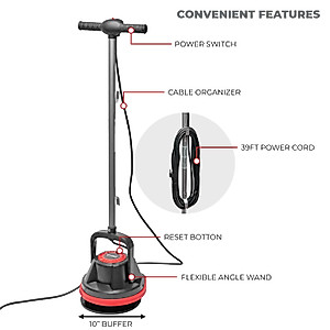 XtremepowerUS 10" Commercial Orbiter Hard Floor Polisher Cleaner Machine, Wide Cleaning Path Buffer Multi-Purpose Floor Cleaning, 39-Foot Long Cord