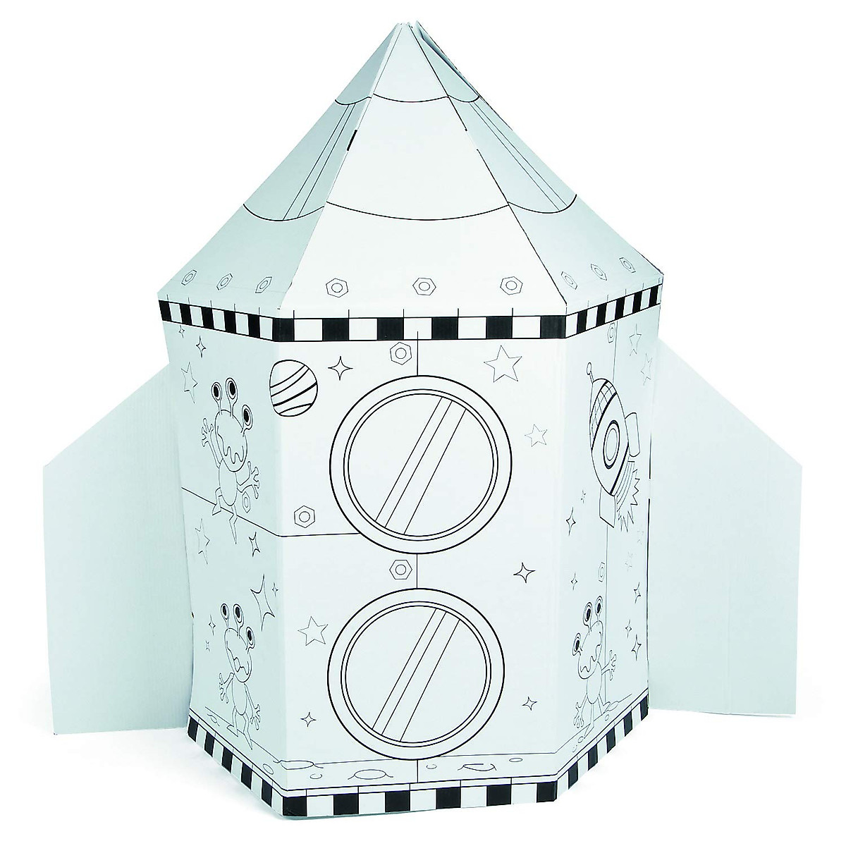 Fun Express Rocket Cardboard House for Kids - 5-Foot Tall Rocket Cardboard Playhouse for Kids, Hours of Creative Fun, Fuel Your Child's Imagination - A Safe Space for Kids to Dream, Play, and Imagine