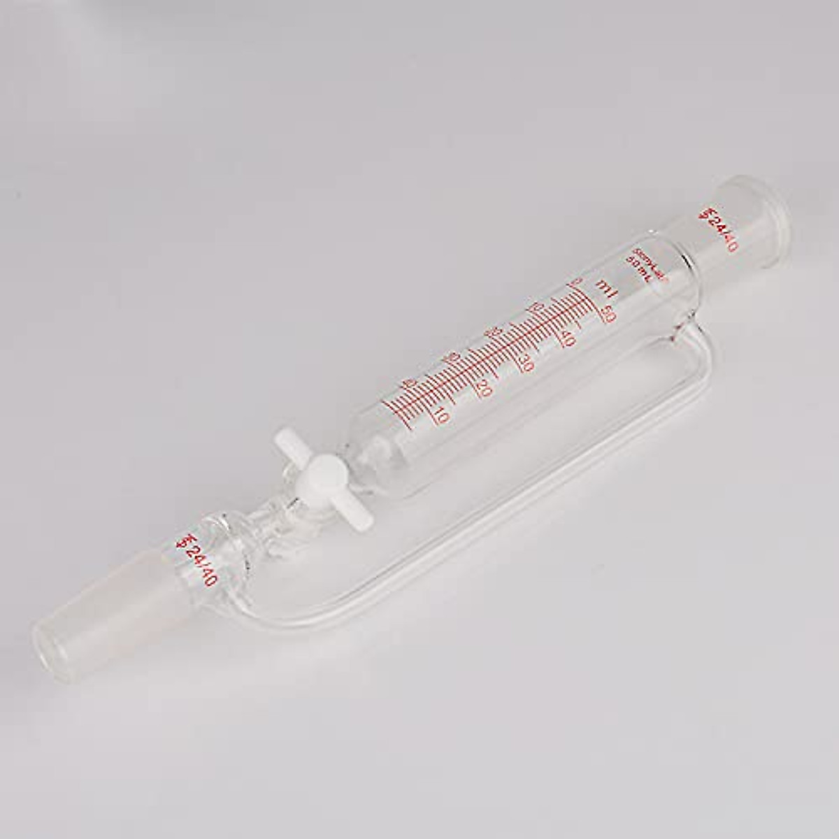 stonylab Pressure Equalizing Graduated Addition Funnel, Borosilicate Glass Dropping Funnel 24/40 Joint 50 ml with PTFE Stopcock for Laboratory (50 ml)