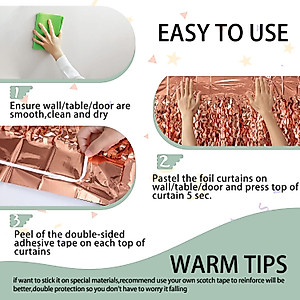 CYLMFC Wavy Fringe Curtain - Rose Gold, 3.3 ft x 6.6 Feet, Pack of 3 | Party Decorations, Streamers for Birthday Backdrop