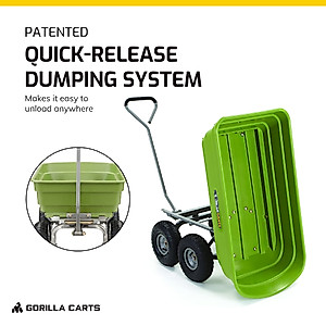 Gorilla Carts Heavy Duty Poly Yard Dump Cart, Lawn & Garden Wagon, 600 Lb, Green