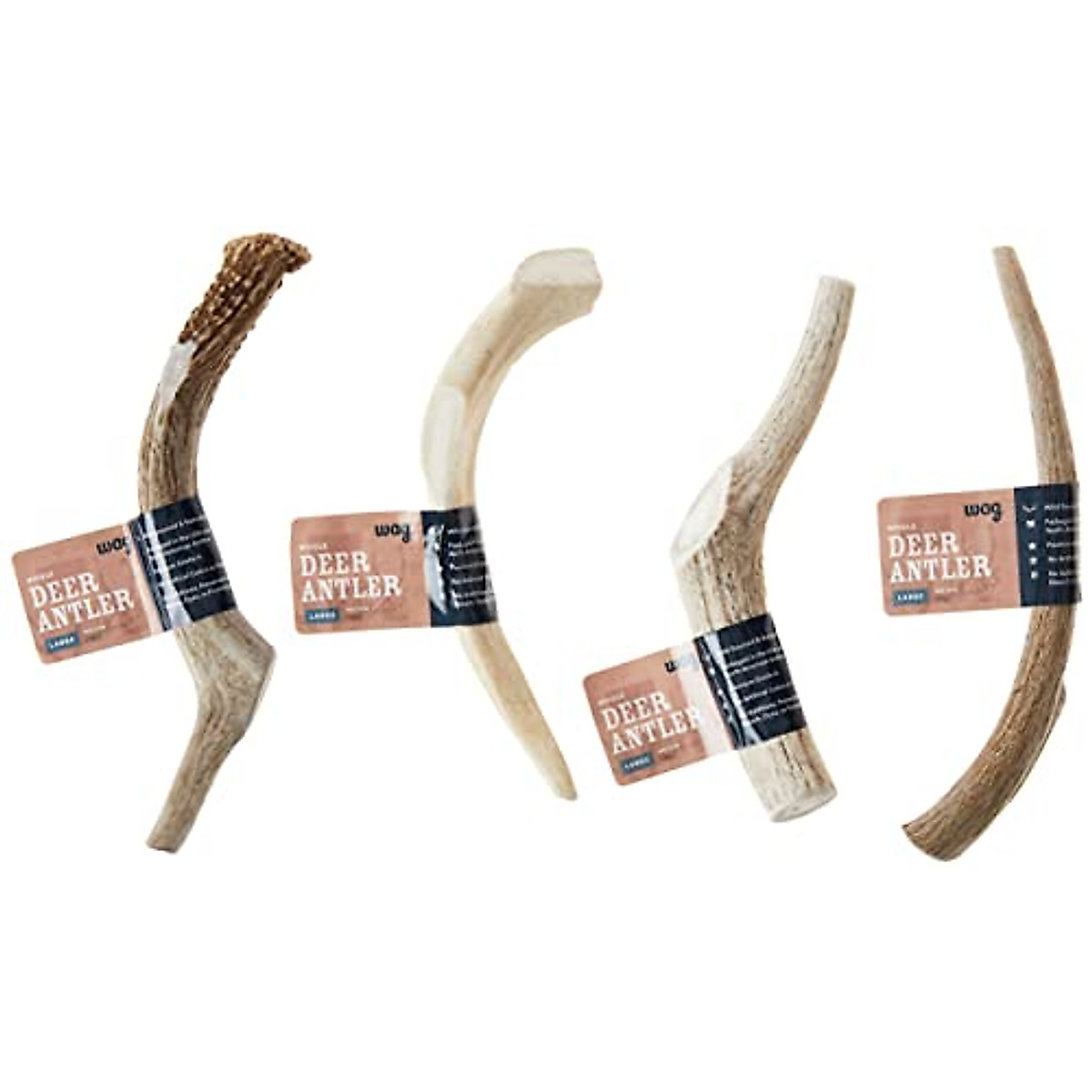 Amazon Brand - Wag Dog Deer Antler Chew, Naturally Shed, Whole, Large 8-9.5 inches (Best for Dogs 30-45 lbs)