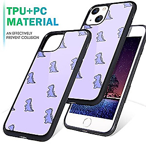 MAYCARI Compatible with iPhone 13 Mini Case Purple Cartoon Dinosaur for Girls Women, Hard Back Cute Animal Design Soft TPU Bumper Protective Phone Case for iPhone 13 Mini