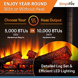 SIMPLIFIRE 36" Built-in Metal Electric Fireplace - Black, SF-BI36-E