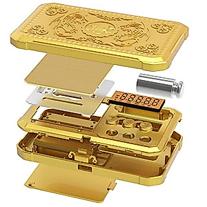 MAXUS Steampunk Digital Scale 200g x 0.01g Precision with 50g Calibration Weight. Golden, Skull-Embossed, Backlit LCD, Stainless Steel Platform for Food or Items.