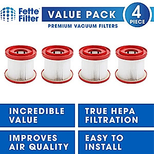 Fette Filter- HEPA Wet Dry Vacuum Filter Compatible with Milwaukee 49-90-1900 for Gallon Wet/Dry Vacuum M18 2 Gallon (0880-20), M12 FUEL 1.6 Gallon (0960-20), M18 FUEL PACKOUT (0970-20). 4 QTY