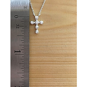 EFYTAL Small Cross Necklace for Women, Sterling Silver Dainty CZ Cross Necklace for Women, First Communion Gifts, Confirmation Gifts for Teen