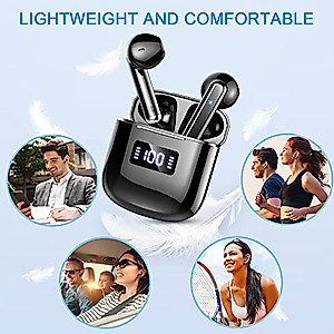 Wireless Earbud Bluetooth 5.3 Headphones, 4 Mic Call Noise Cancelling Wireless Ear Bud with LED Display, 25H Playtime Wireless Earphones, Waterproof Sport Headphones in Ear Buds for Android iOS