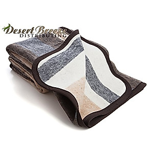 Alpaca and Sheep Wool Blanket, Soft and Thick, 72 x 88 inches Full/Queen, Earth Tones with Tan Stripes, Andean Collection, Made in Peru