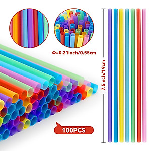MAQIHAN 100pcs Colorful Drinking Straws - Cocktail Straws Drinking Straws disposable Stirrer Drinking Straws Bulk Party Straws 19x0.55CM for Women Men Adults for juice, cocktails.