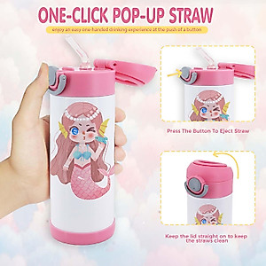 HIZEE 12 oz 6 Pack Sublimation Tumbler Straw Sippy Cup Blank with Straw and Lid,Mixed coloer Spill Proof Stainless Steel Thermos Water Bottles for School