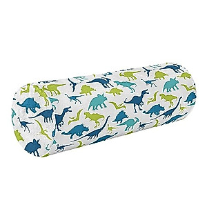 Vnurnrn Colorful Dinosaur Outline Neck Support Pillow Round Neck Roll Bolster Cylinder Pillow Cervical Pillows Shoulder Pillow for Leg Knee Back Head Support for Gifts Camp Study Work