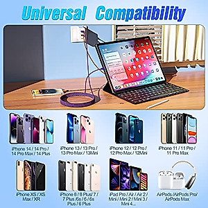 3 Pack [Apple MFi Certified] 6FT iPhone Charger USB Lightning Cable Fast Charging Nylon Braided Cord Compatible with iPhone 14/13/12/11 Pro Max/XS MAX/XR/XS/X/8/7/Plus/6S/6/SE/5S/iPad