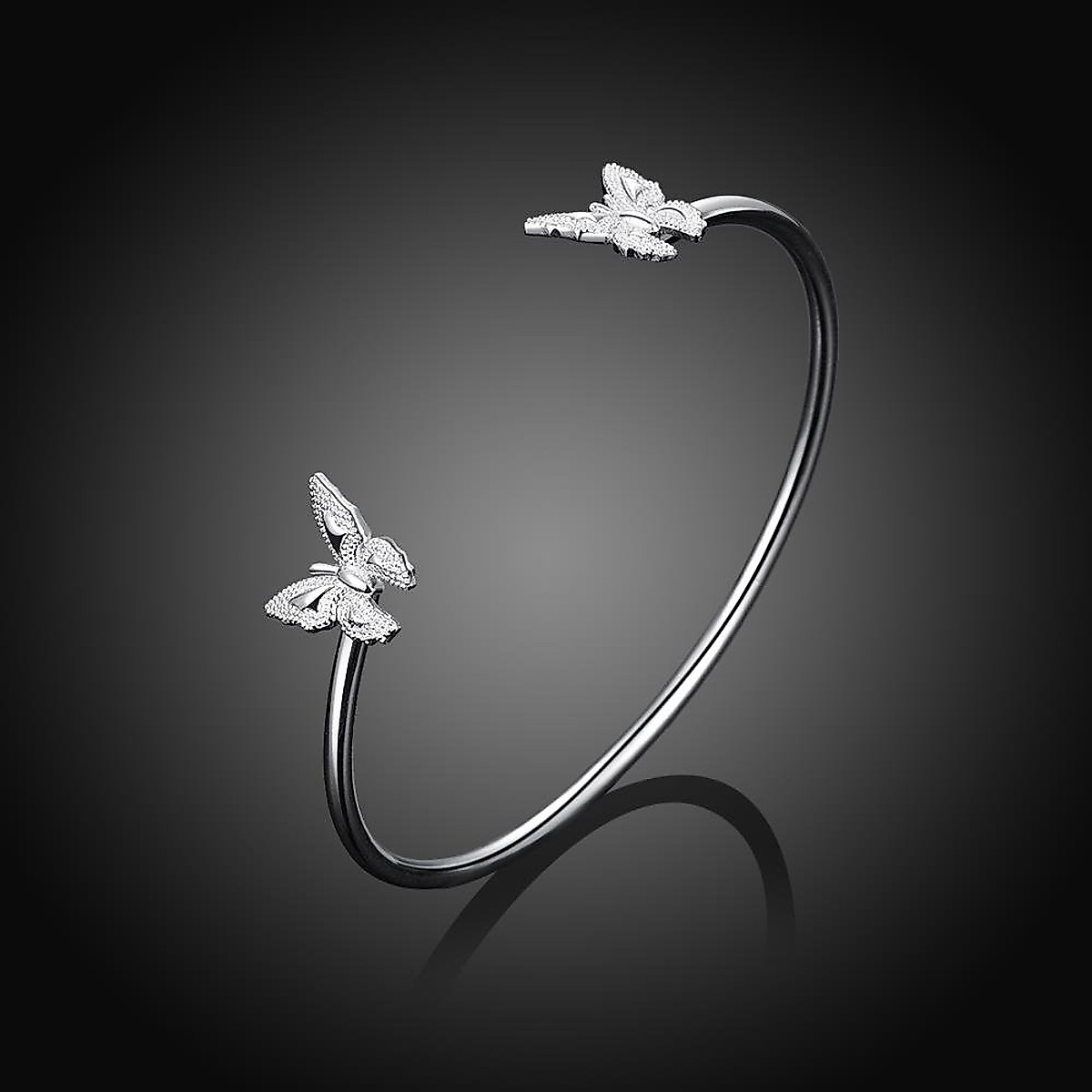 Halawly 925 Sterling Silver Cuff Bracelets for Women Cute Butterfly Bracelet