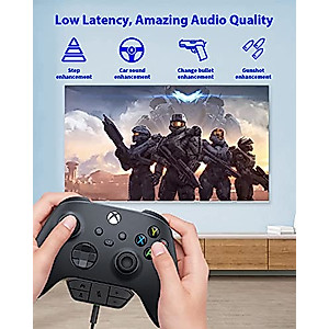 Stereo Headset Adapter for Xbox,Xbox Headset Adapter,AOLION Xbox Mic Adapter,Xbox Controller Headset Adapter for Xbox One/One S/X/Elite 1/ Elite2/ Series S/X Controller-Game Sound & Voice Chat
