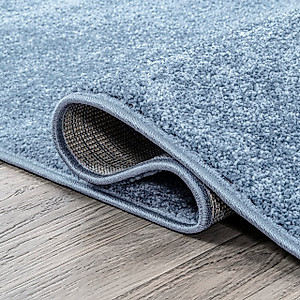 JONATHAN Y SEU100F-212 Haze Solid Low-Pile Indoor Runner Rug, Coastal, Bohemian, Minimalist, Classic, Casual for Bedroom,Kitchen,Living Room,Non Shedding,Easy-Washing, Blue, 2 X 12