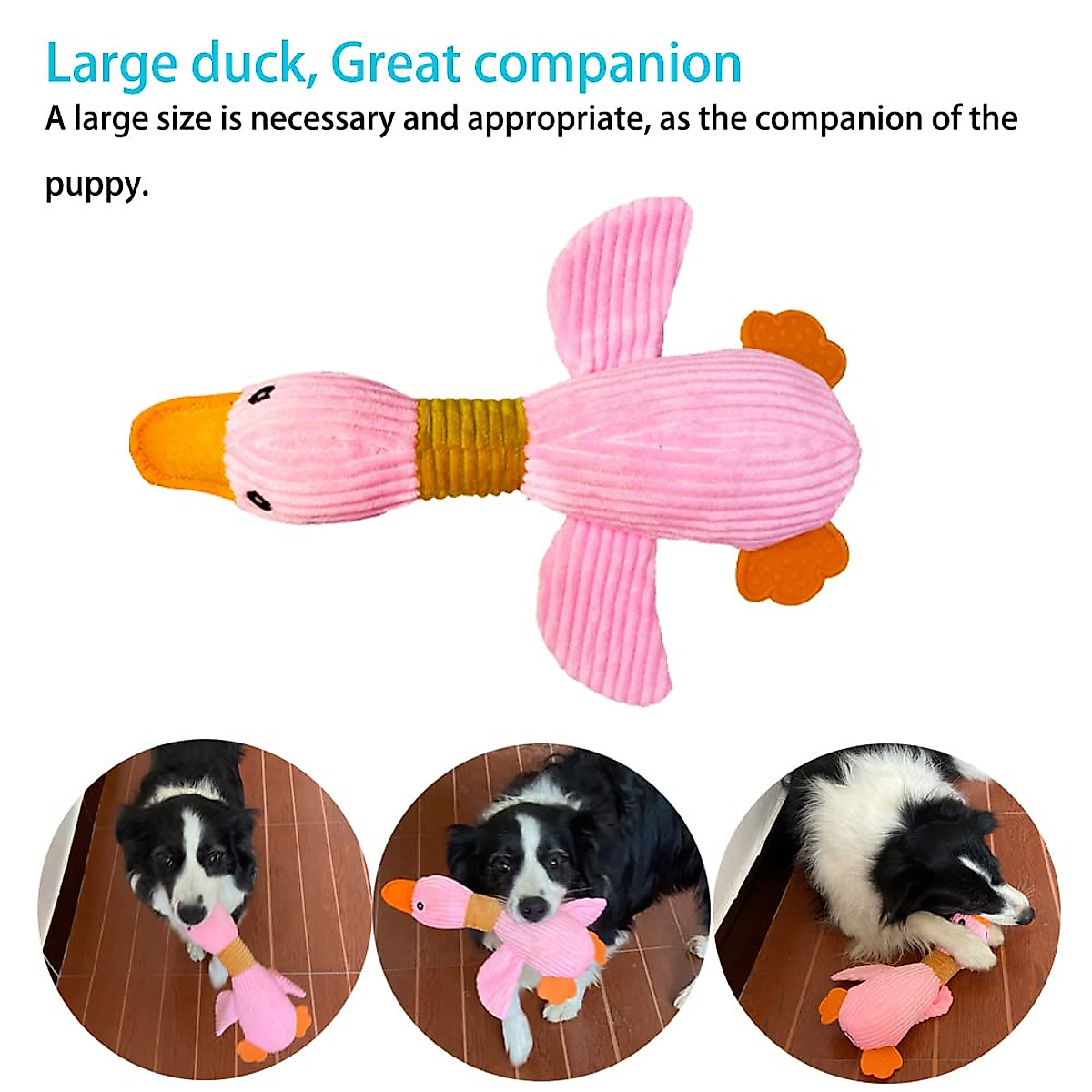 Volacopets Large Goose Puppy Toys, Dog chew Toys Squeaky Crinkle Duck for Small Medium Dog Breeds, Puppy Toys for Small Dogs, Puppy chew Teething Toys, Pink, 4 Pack