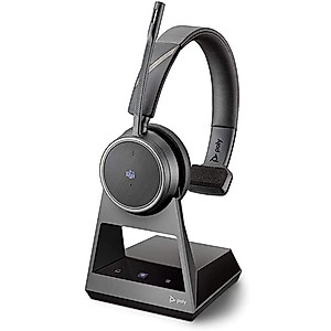 Plantronics - Voyager 4210 Office with Two-Way Base USB-A (Poly) - Bluetooth Single-Ear (Monaural) Headset - Connect to PC, Mac, & Desk Phone-Noise Canceling-Works with Teams (Certified), Zoom & more