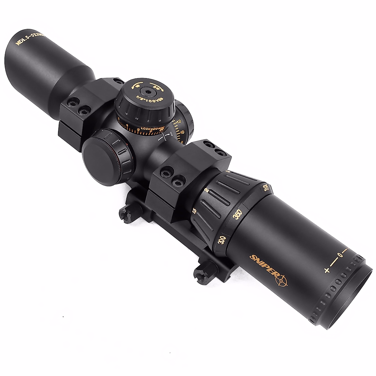 Sniper ND1.5-5X33CB Crossbow Scope 300~450 FPS, 20-100 Yards, R/G/B Illuminated Rifle Scope