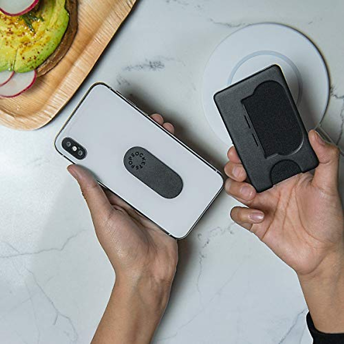 PopSockets Phone Wallet with Expanding Grip, Phone Card Holder, Wireless Charging Compatible, Star Wars - Millennium Falcon